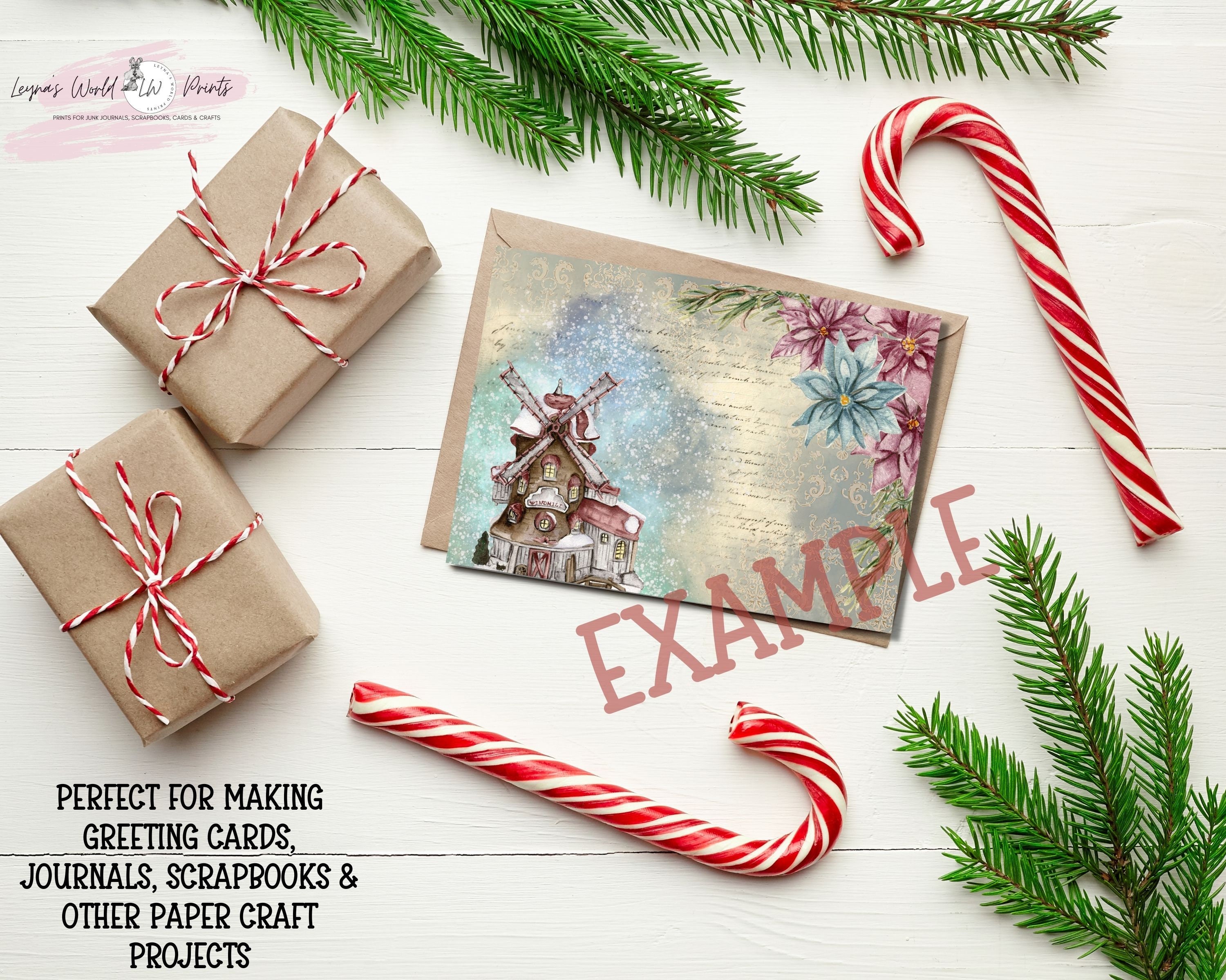 CHRISTMAS VILLAGE, Journal Papers, Digital, Printable, Download, Junk ...