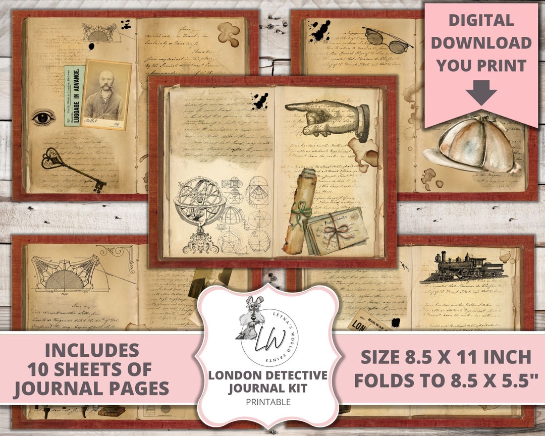 LONDON DETECTIVE Journal Kit, Junk Journal, Vintage, Man, Detective ...