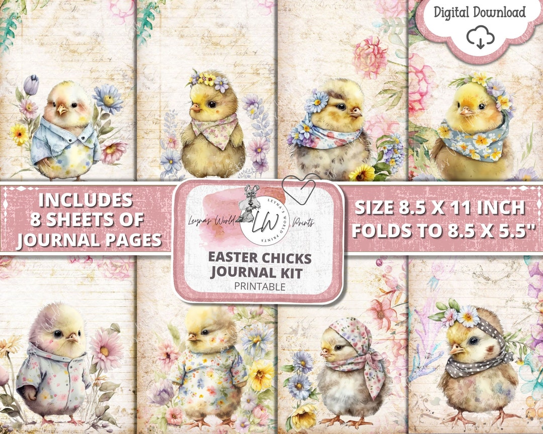 Journal Kit, Easter Chicks, Easter, Printable, Digital, Download, Leyna ...