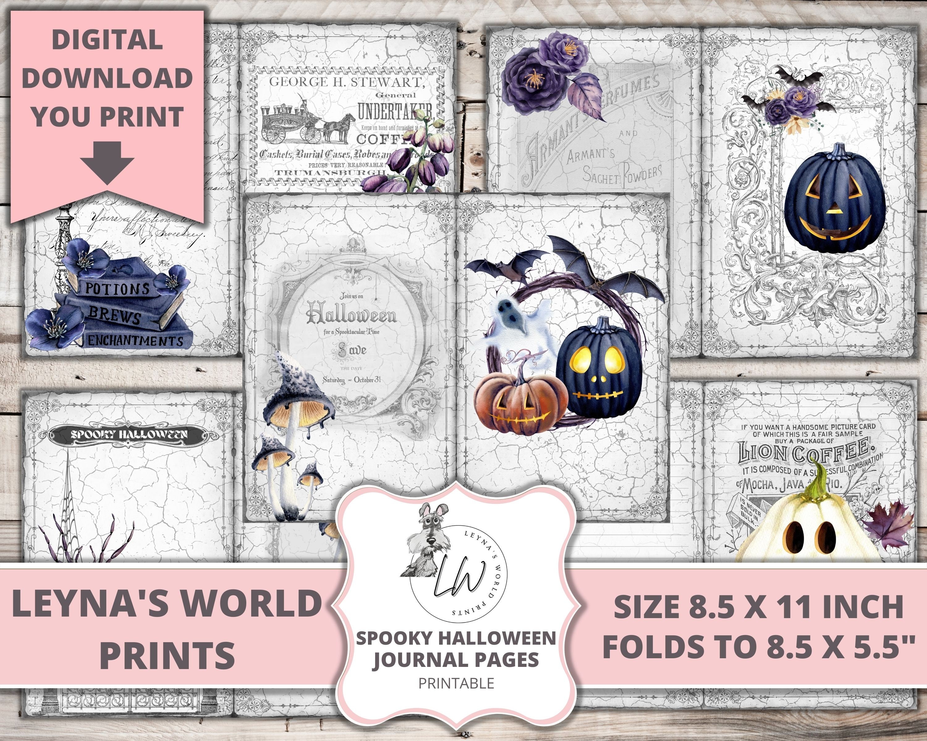 SPOOKY HALLOWEEN Journal Kit, Halloween, Pumpkins, Spooky, Black, Gray, Purple, Leyna's World ...