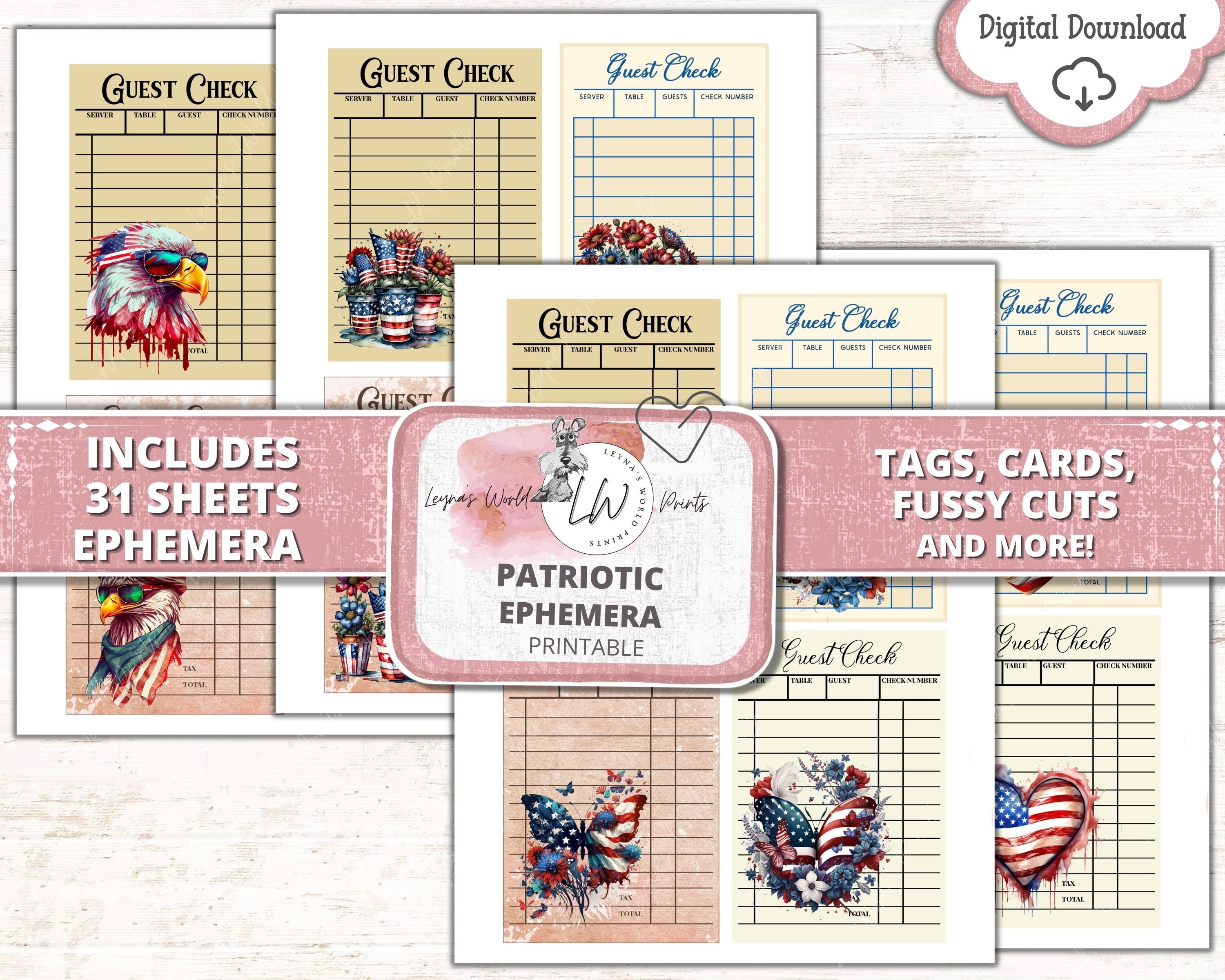 Patriotic Add On, Junk Journal, Ephemera, Printable, Digital Download ...
