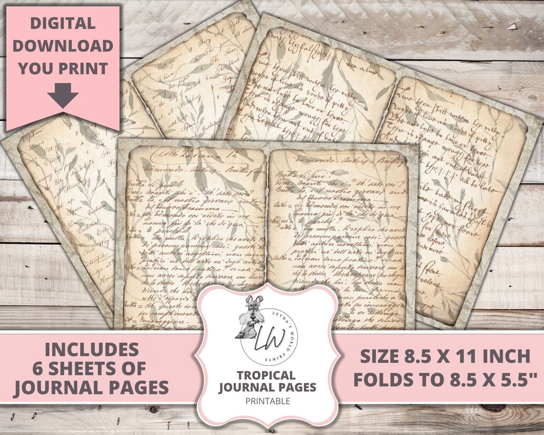 TROPICAL JOURNAL PAGES, Junk Journal, Printable, Digital Download ...