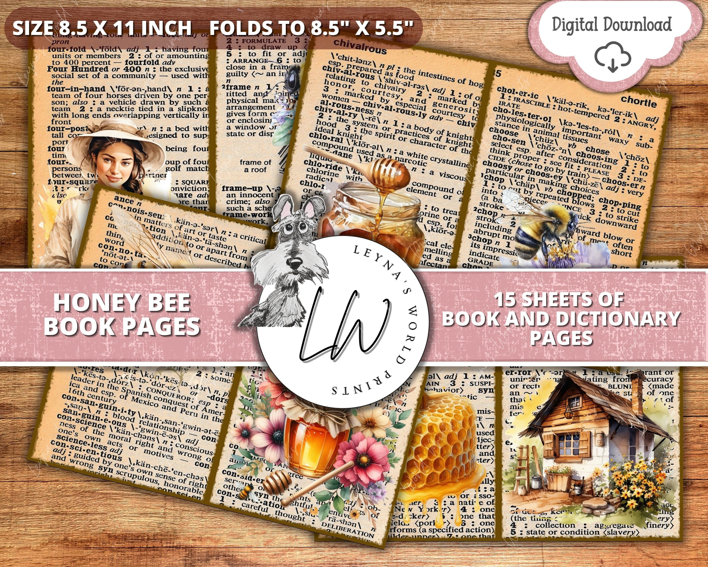 Honey Bee Book Pages, Junk Journal, Journal, Printable, Digital ...