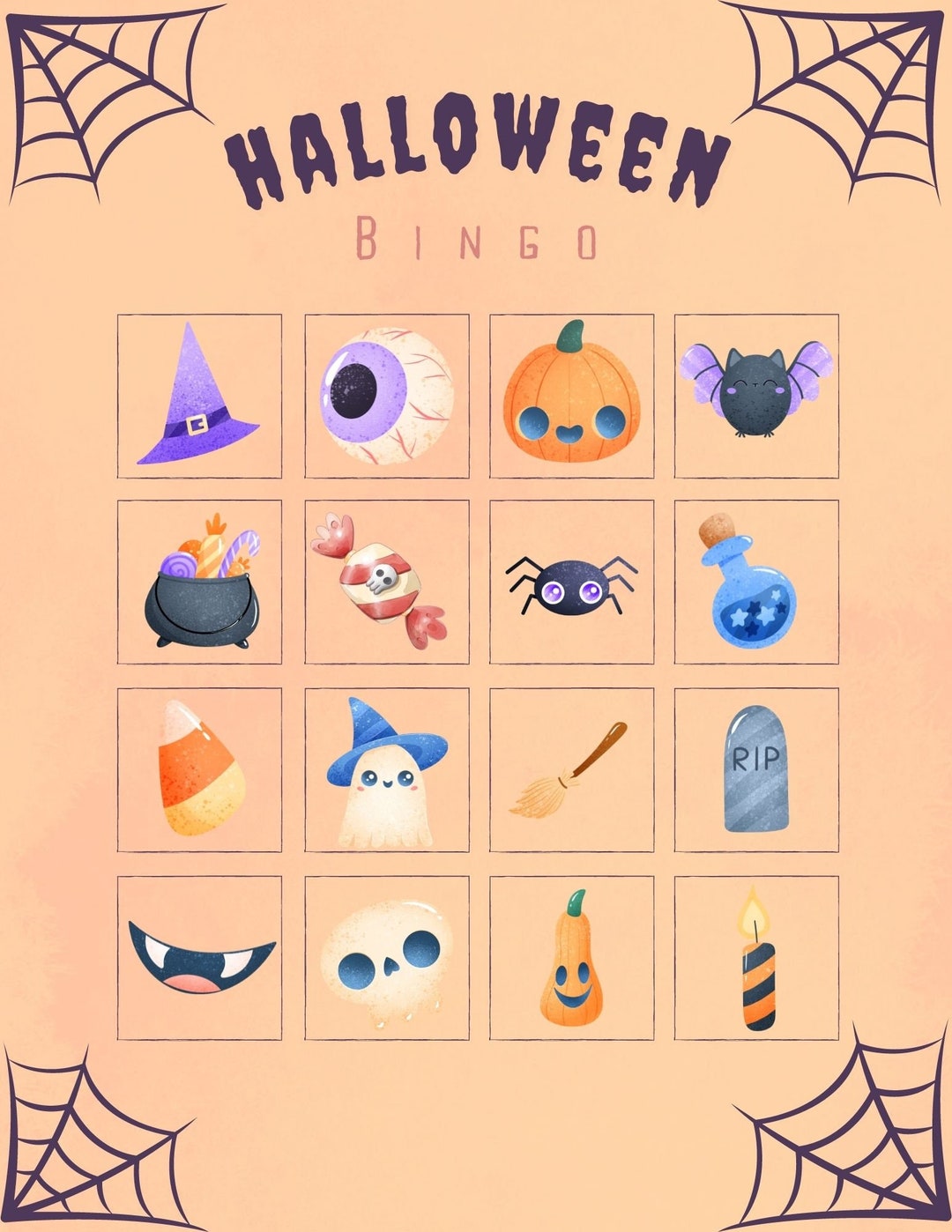Halloween Bingo Game for Kids - Etsy