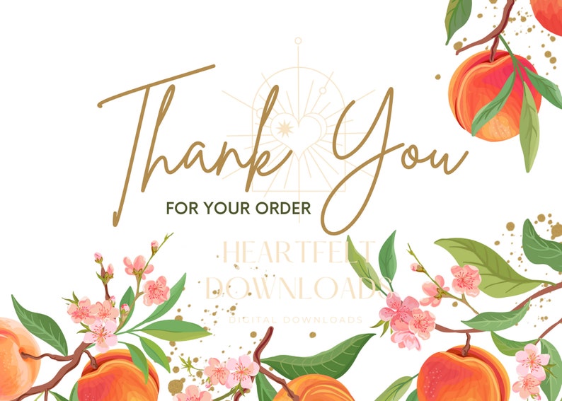 Gold and Peach Order Thank You Card Printable - Etsy