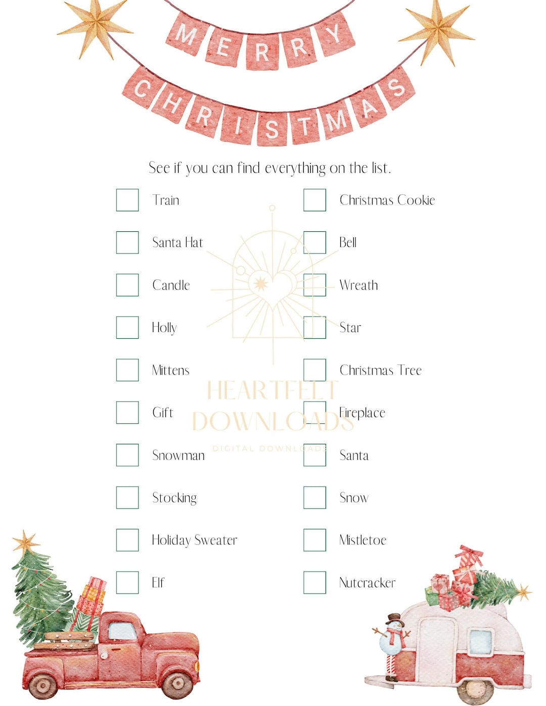 Vintage Christmas Scavenger Hunt Printable - Etsy