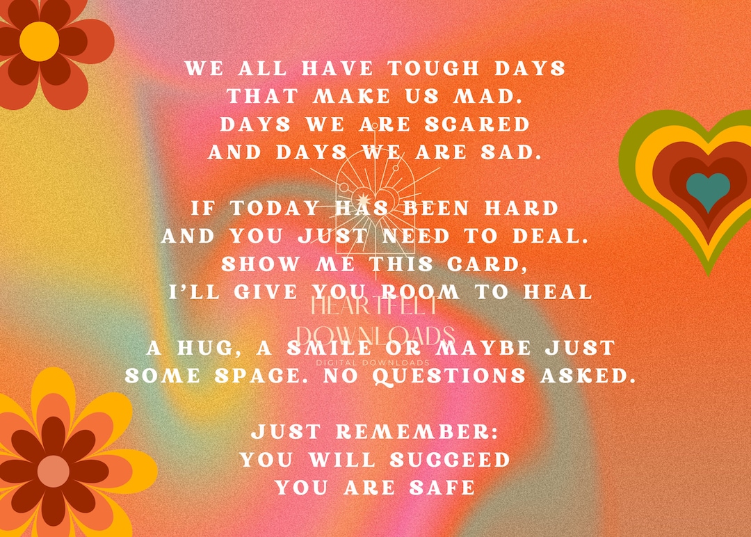 Tough Day Card for Kids Printable - Etsy