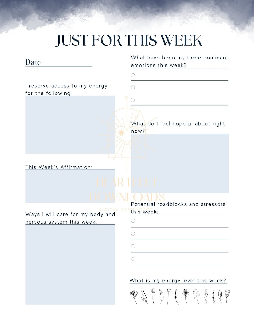 Just for This Week: 5 Minute Weekly Journal Sheet - Etsy