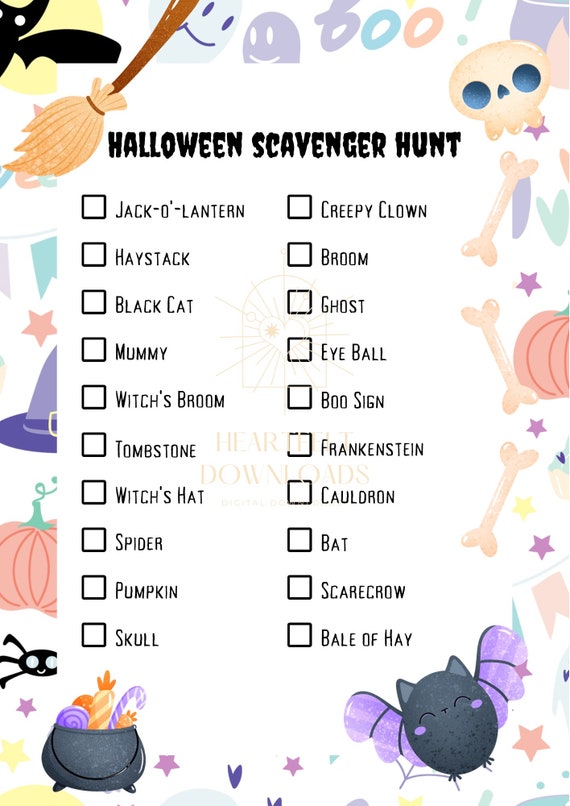Cute Halloween Scavenger Hunt for Kids - Etsy UK