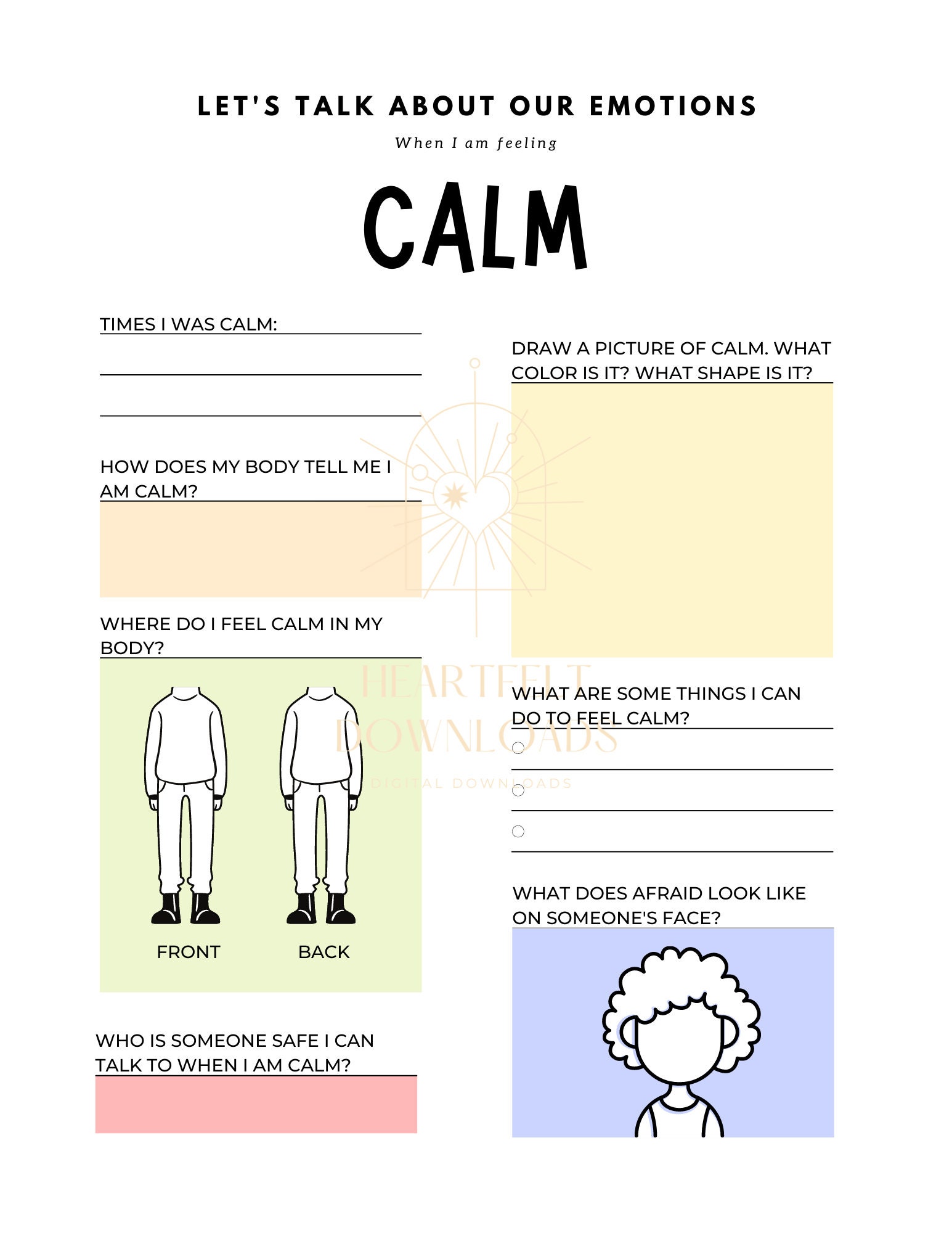 Let's Talk About Emotions: 15 Printable Worksheets for Kids - Etsy