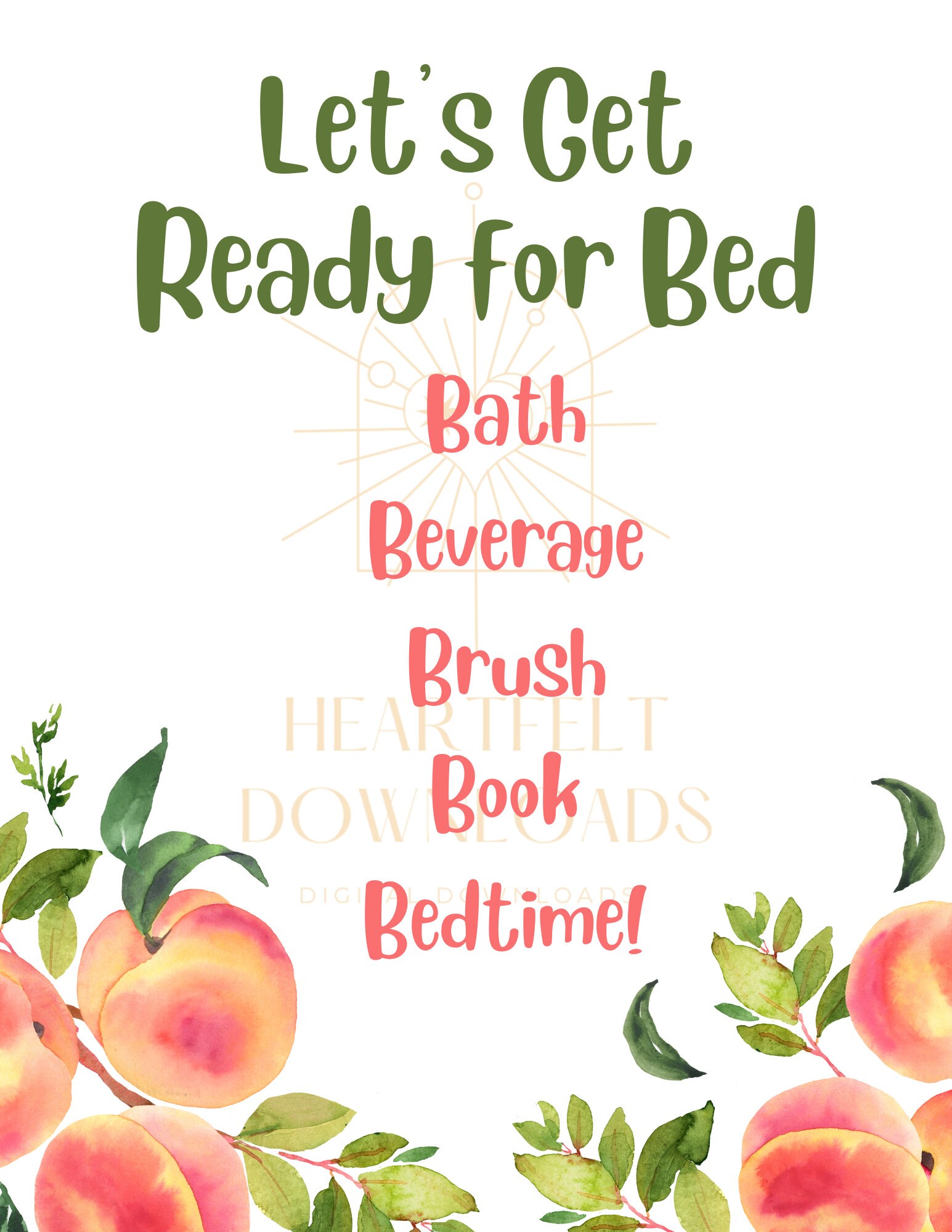 Bedtime Routine Printable for Toddlers: Peach Themed - Etsy