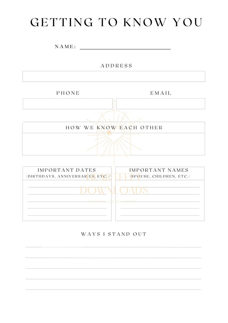 Get to Know Me Worksheets for Friends and Neighbors - Etsy