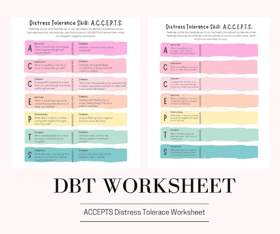 DBT Worksheet: ACCEPTS for Distress Tolerance - Etsy