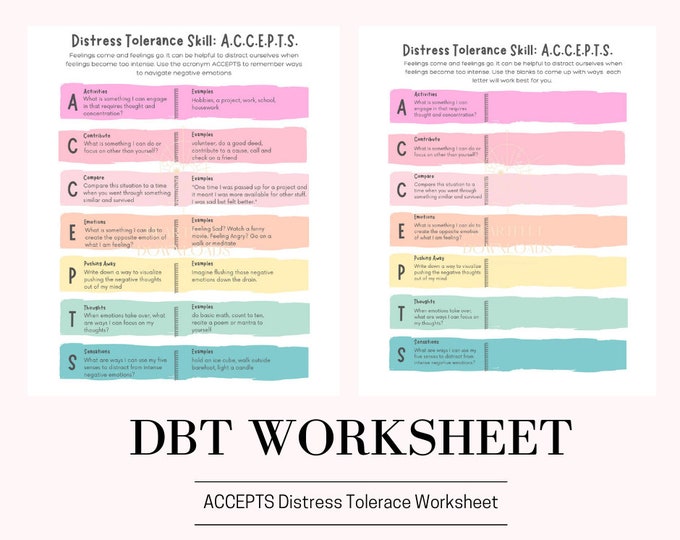 DBT Worksheet: ACCEPTS for Distress Tolerance - Etsy