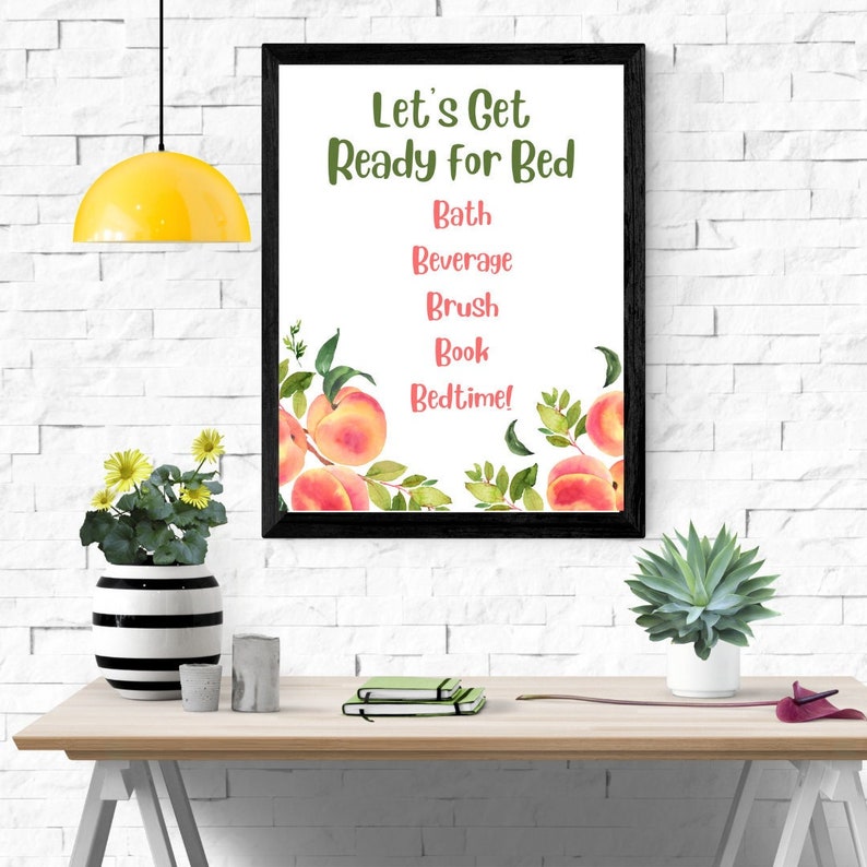 Bedtime Routine Printable for Toddlers: Peach Themed - Etsy