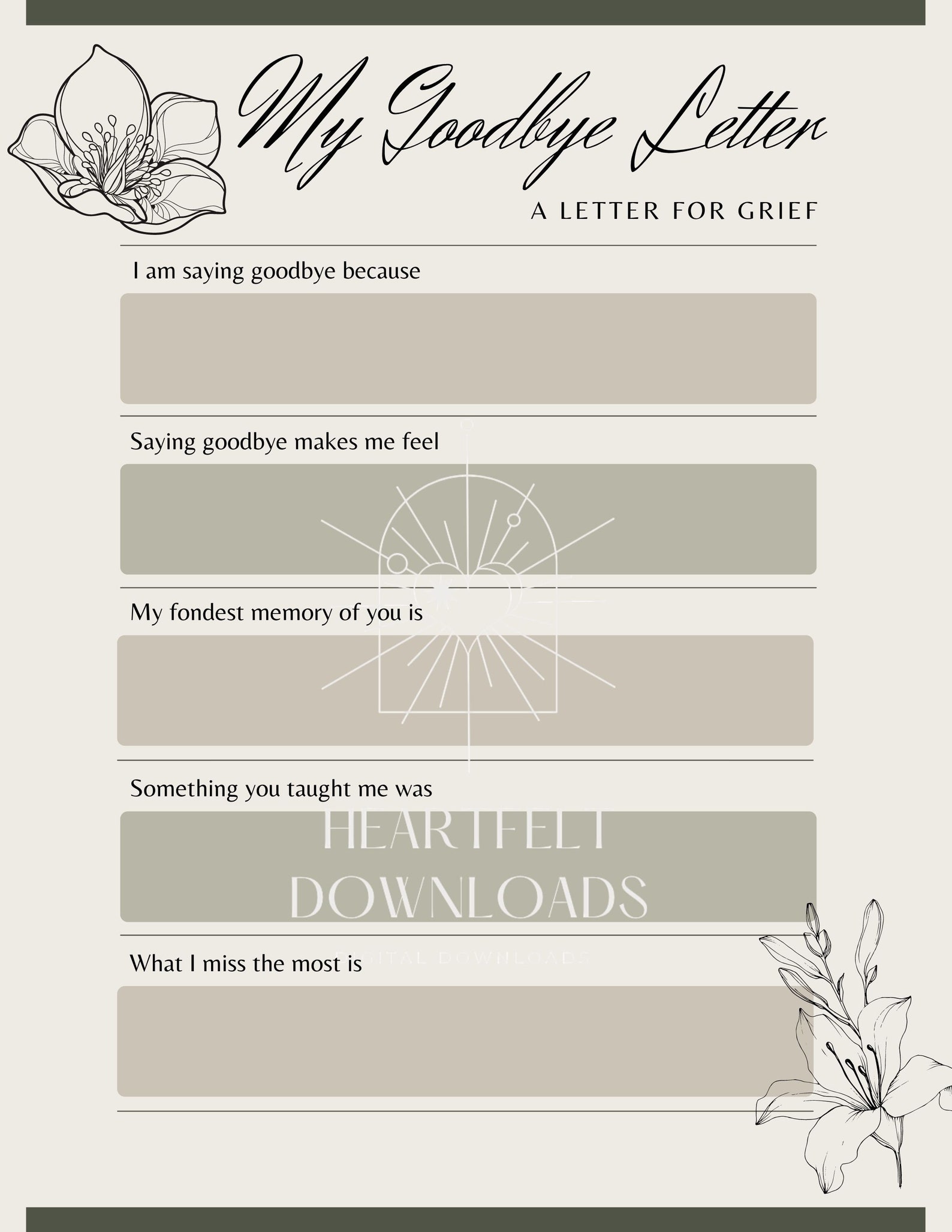 Guided Goodbye Letter for Grief - Etsy