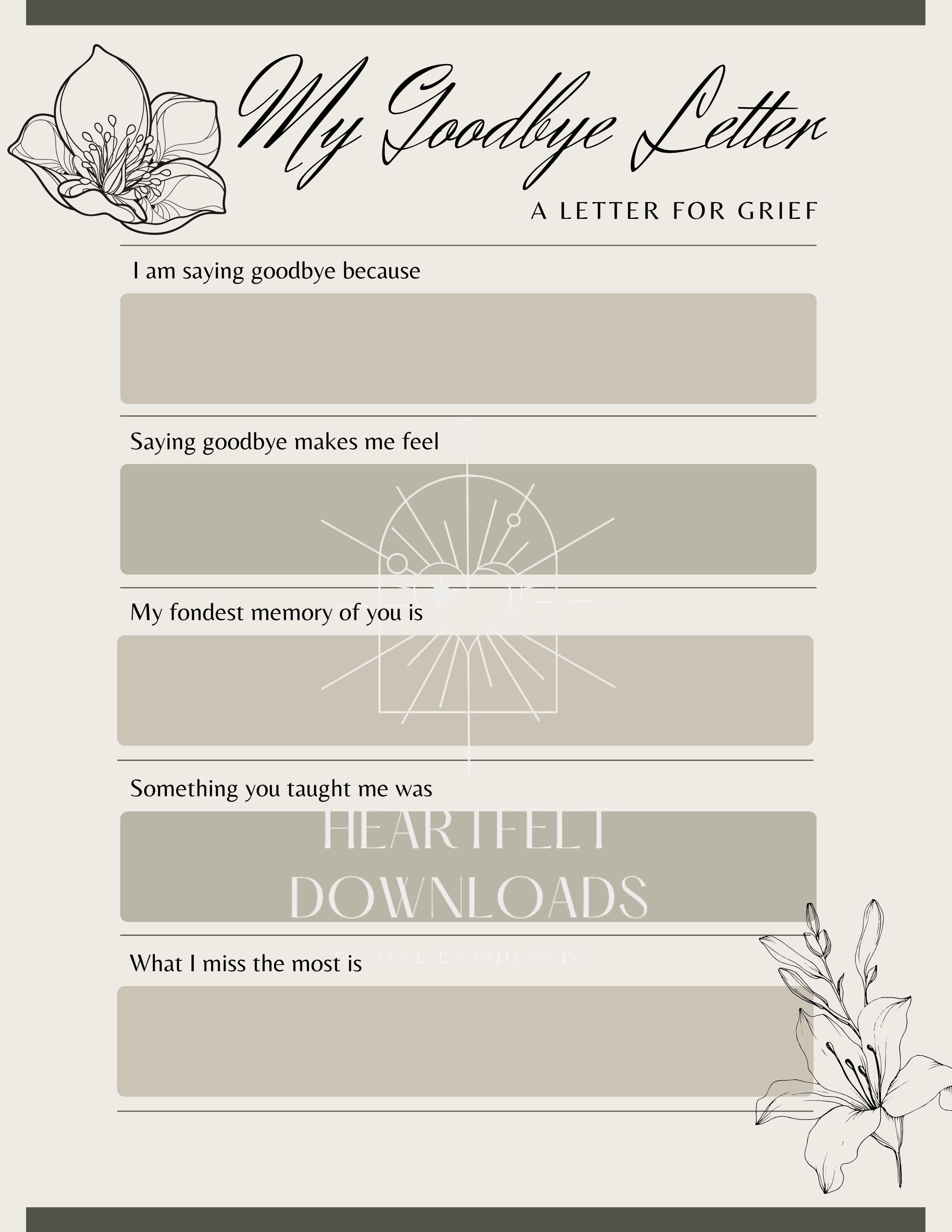 Guided Goodbye Letter for Grief - Etsy