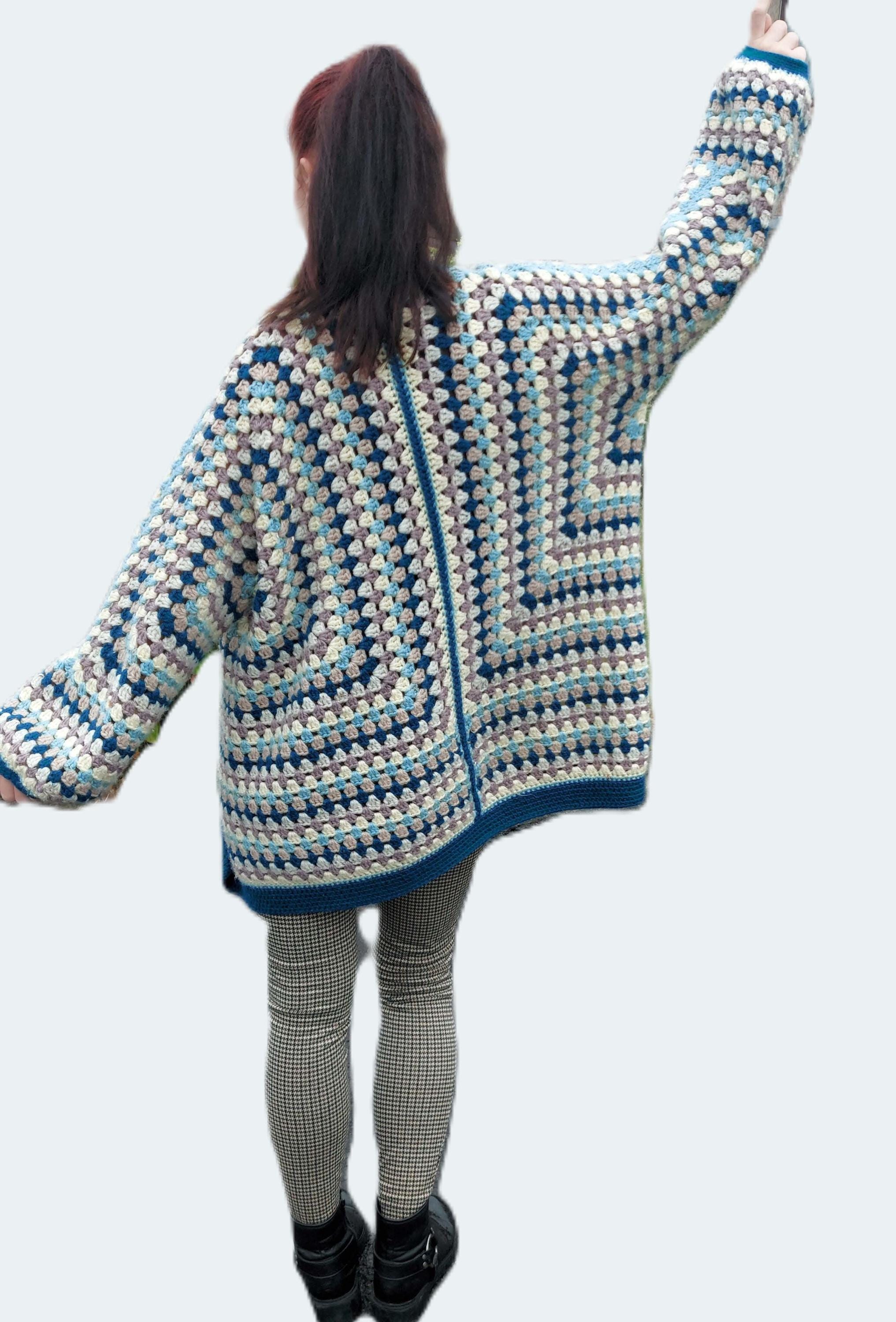 Easy PDF Crochet Pattern Oversized Hexagon Hexi Cardigan Granny Stitch ...