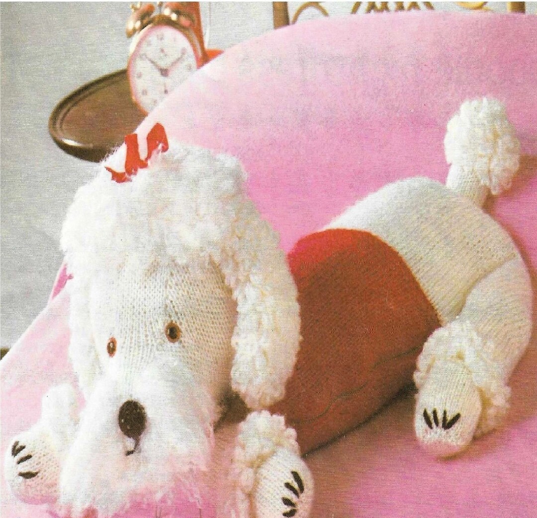 PDF Knitting Pattern Poodle Dog Nightdress Pyjama Case Soft Toy DK ( 8 ...