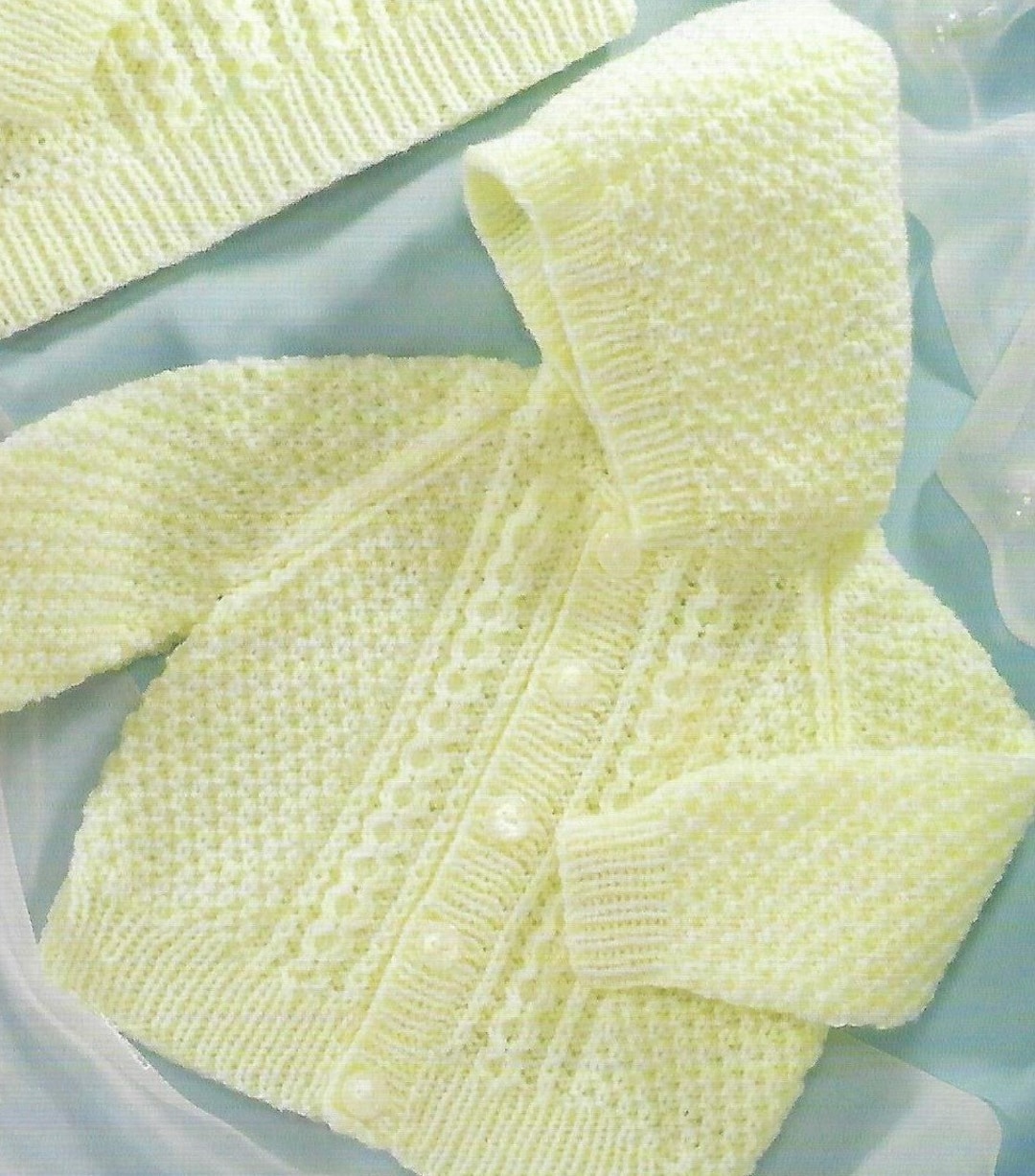 Baby Boys Girls Hooded Raglan Jacket Cardigan Sweater PDF Knitting ...