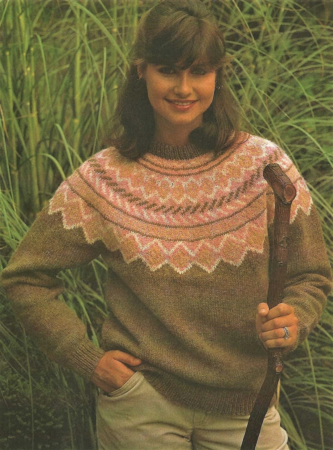 Ladies Fair Isle Yoked Sweater Jumper Nordic Yoke PDF Knitting Pattern ...