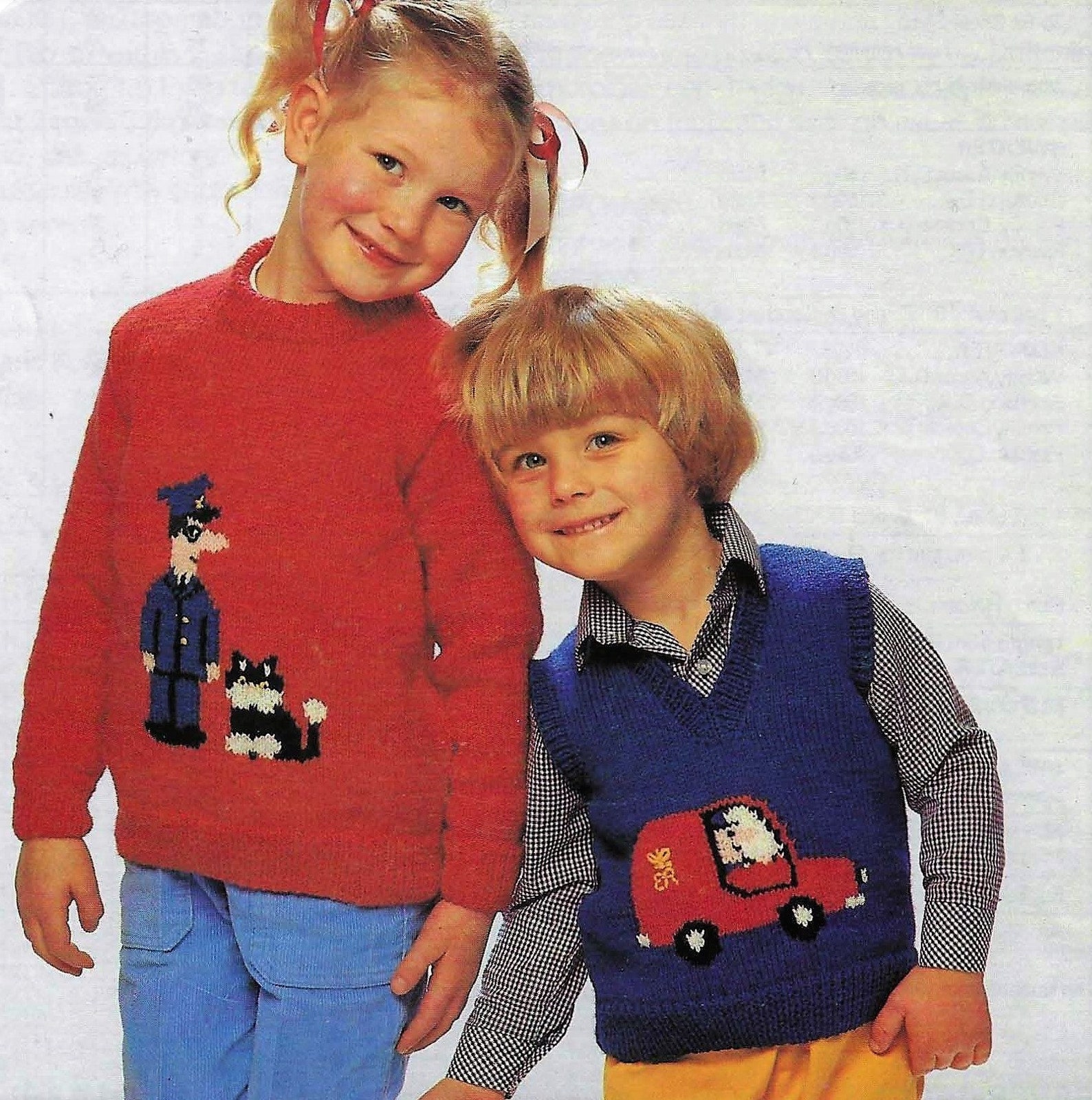 PDF Knitting Pattern Boys Girls Postman Pat Intarsia Motif Sweater ...