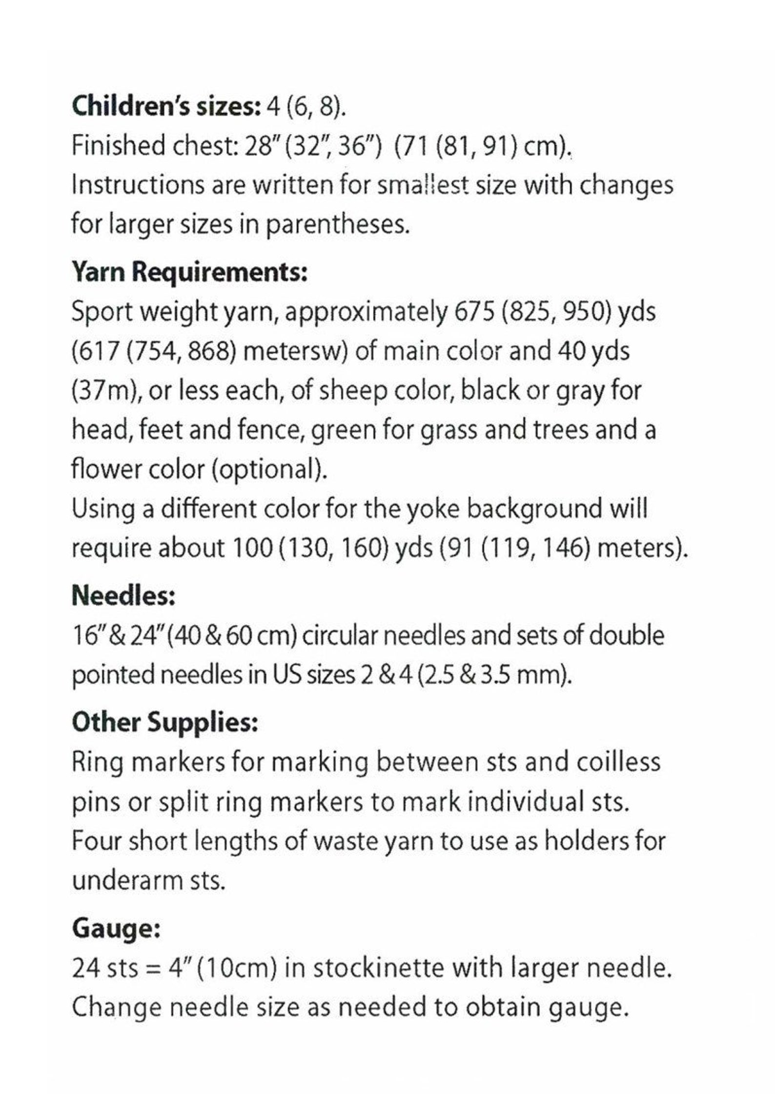 Girls Boys Sheep Motif Fair Isle Yoke Sweater Jumper PDF Knitting ...