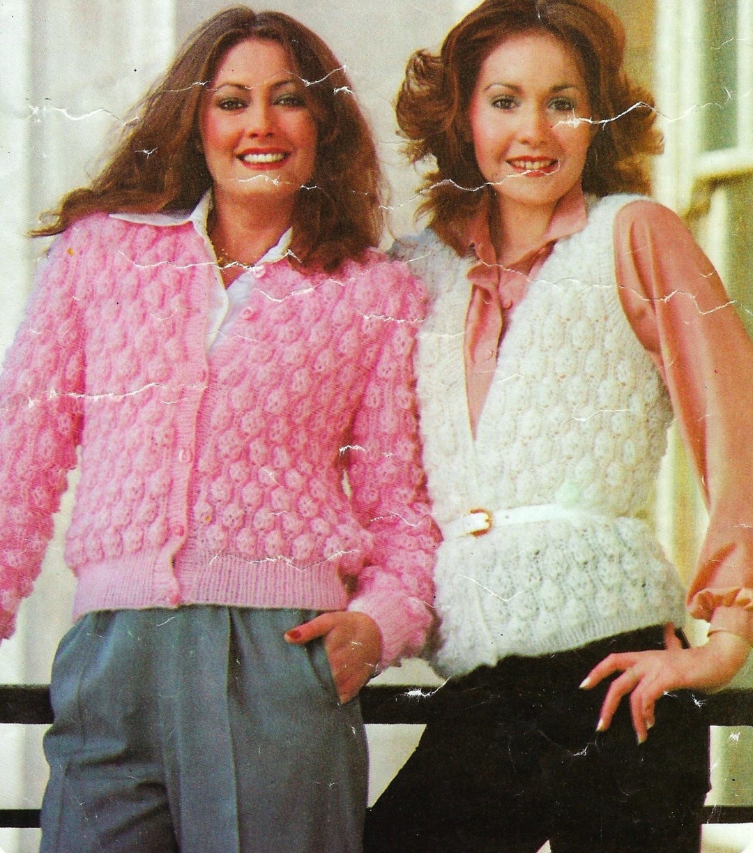 Ladies Smock Stitch Waistcoat & Jacket Womens Cardigan PDF Knitting ...