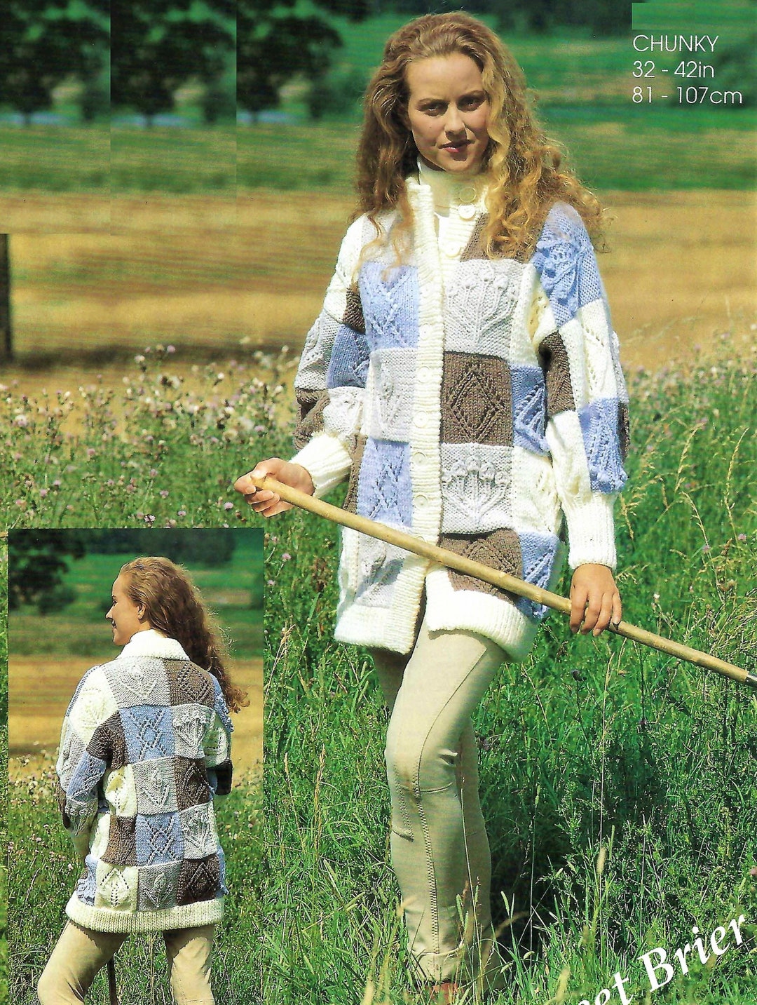 Ladies Long Patchwork Effect Cardigan Colour Block Jacket Diamond PDF ...