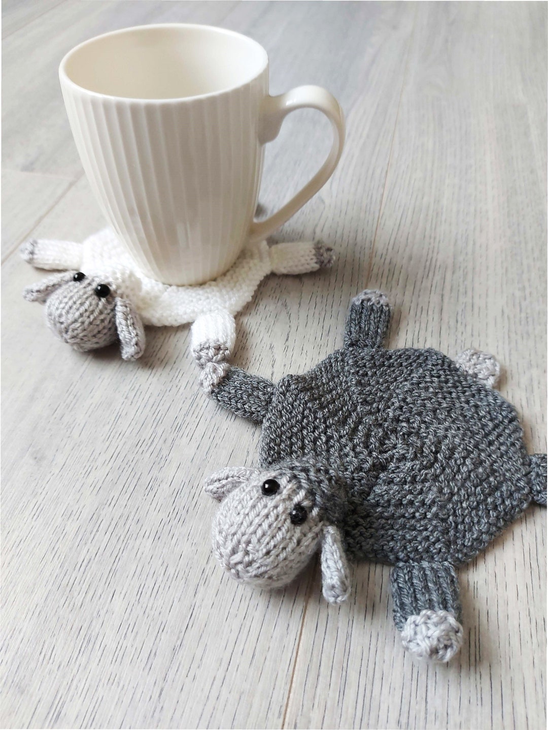 Sheep Coaster Knitting Pattern PDF Easy Knit Beginners Farm Animal Mug ...