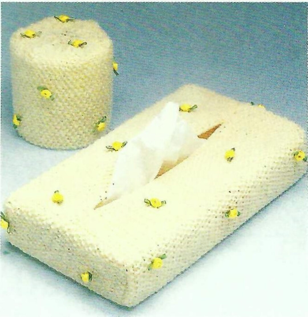 Easy Knit Tissue Box & Toilet Roll Cover X 2 Designs Pineapple and ...