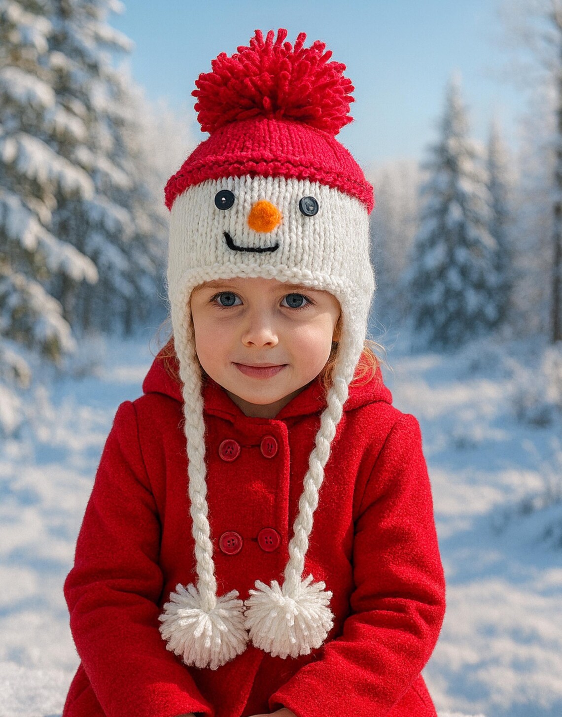 Easy Knit Snowman Helmet Hat With Earflaps Christmas Ear Muffs PDF ...