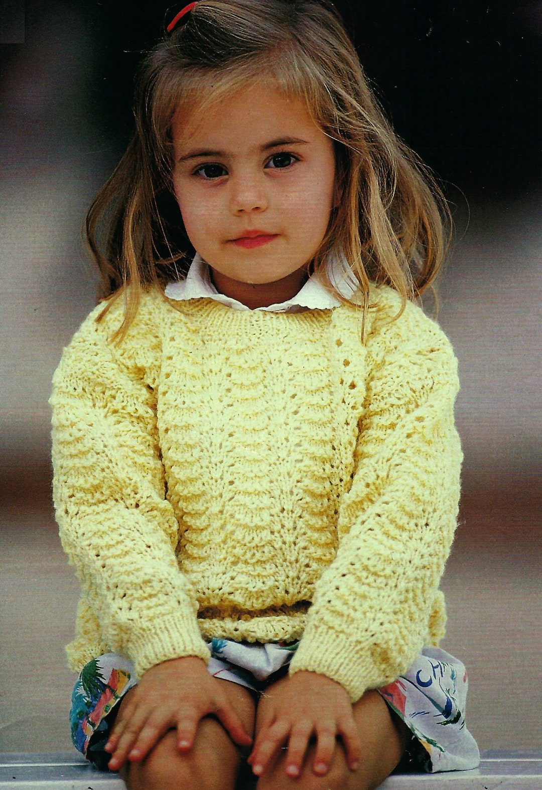 Girls Fan Lace Easy Knit Sweater Jumper Knitting Pattern PDF DK 8ply ...