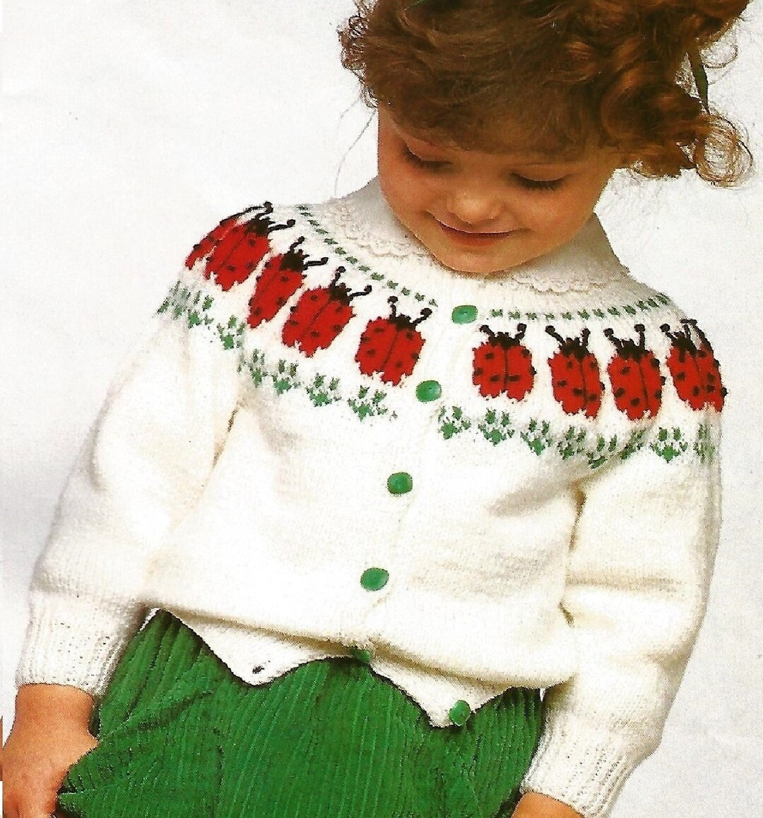 Girls Ladybird Fair Isle Yoke Cardigan Pretty Summer Yoked Jacket PDF ...
