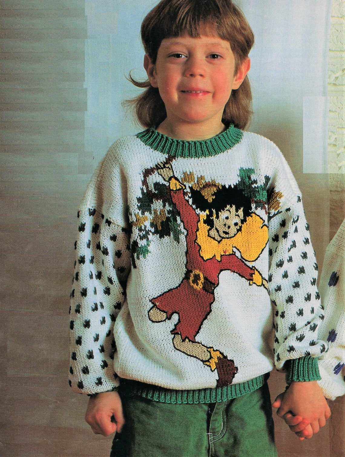 PDF Knitting Pattern Peter Pan & Tinkerbell Fairy Motif Sweater Jumper ...