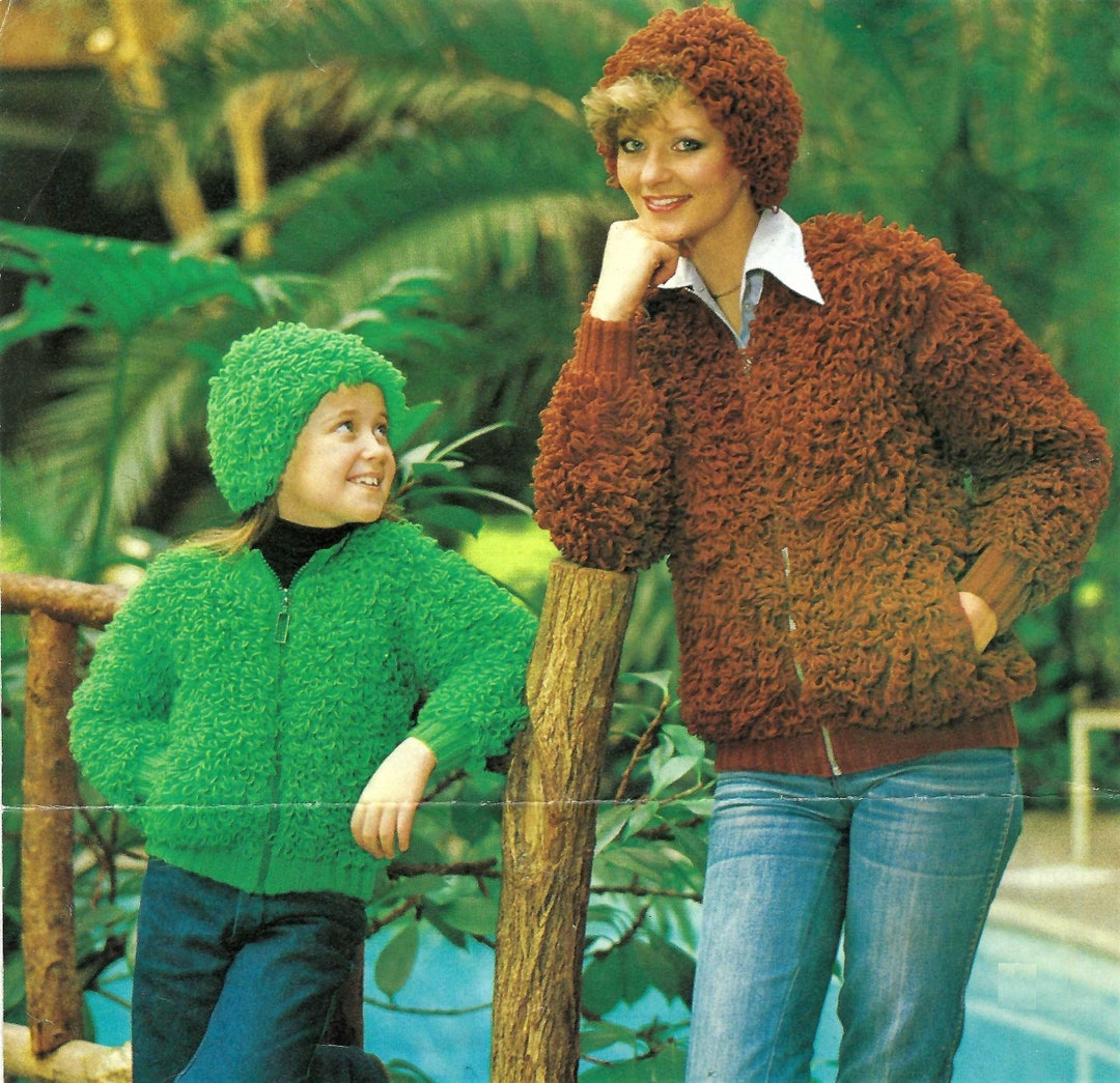 Ladies Girls Loopy Jacket Cardigan & Hat Zip up Front Womens PDF ...