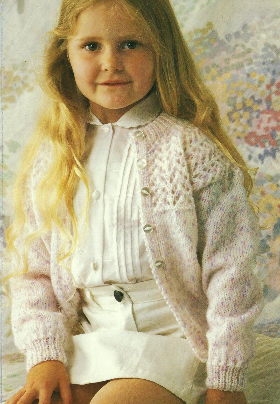 Girls Pretty Lace Yoke Cardigan Toddler Baby Round Neck PDF Knitting ...