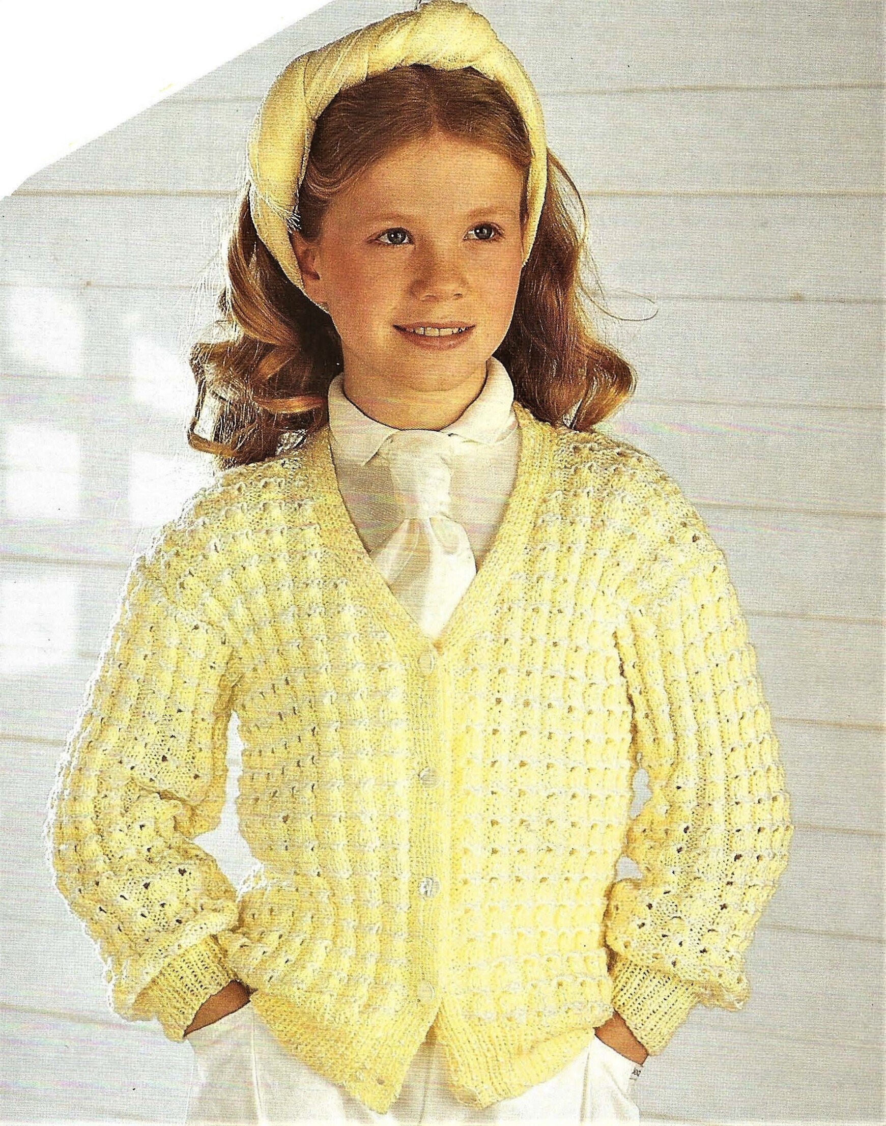 Girls Pretty Spring Summer V Neck Cardigan Pdf Knitting Etsy