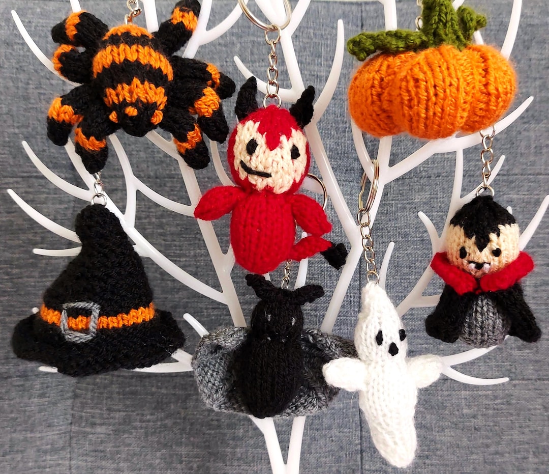 PDF Knitting Pattern Halloween Key Chain Keyring Devil Vampire Ghost ...