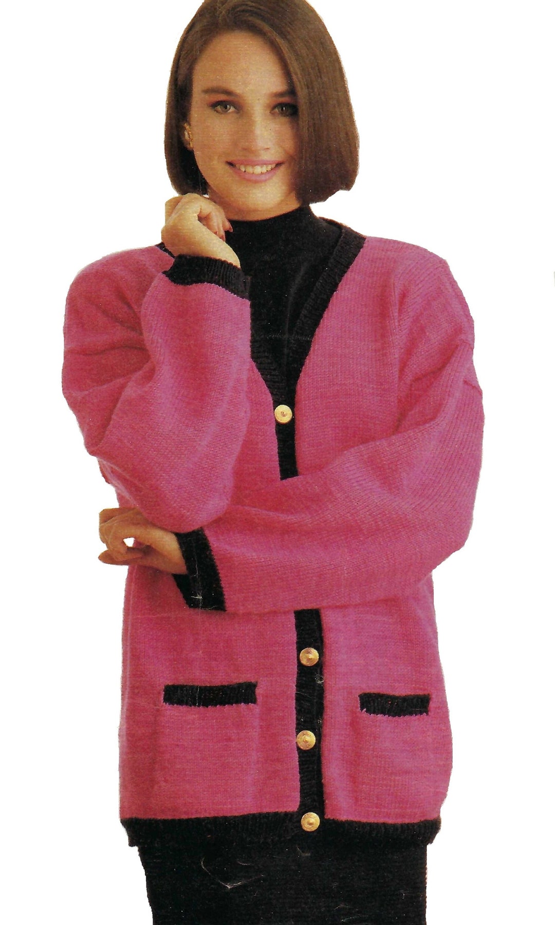 Ladies Long Line Boyfriend Cardigan With Pockets Womens PDF Knitting ...