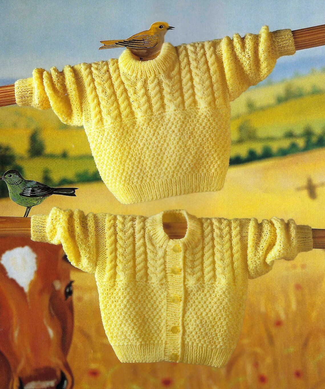 Baby Boys Girls Cable Moss Stitch Jacket Cardigan Sweater Jumper PDF ...