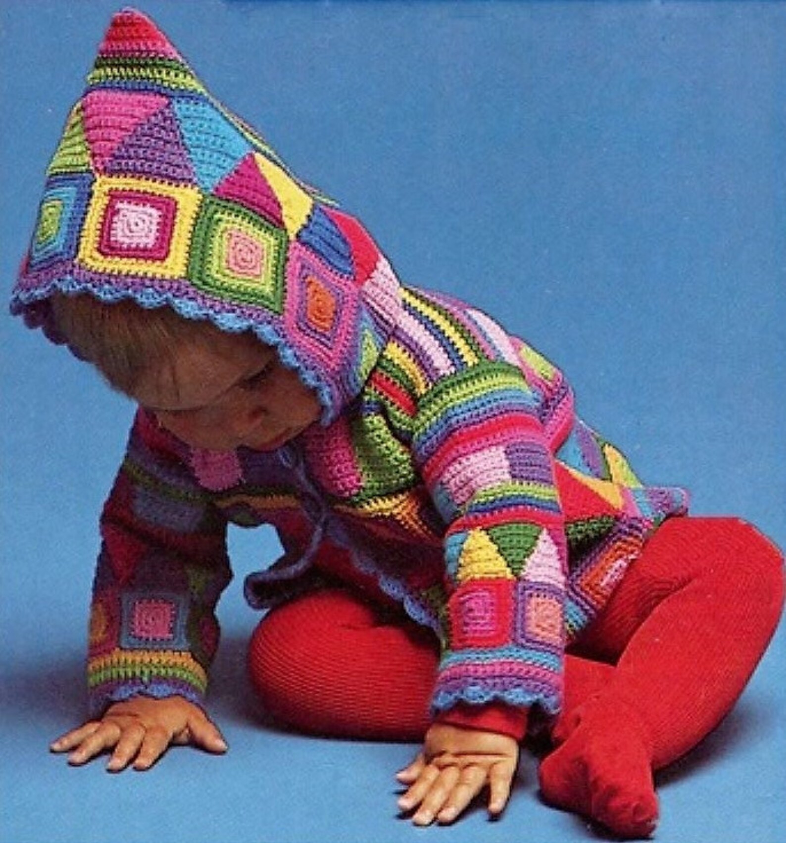PDF Crochet Pattern Childs Granny Square Patchwork Hooded Jacket ...