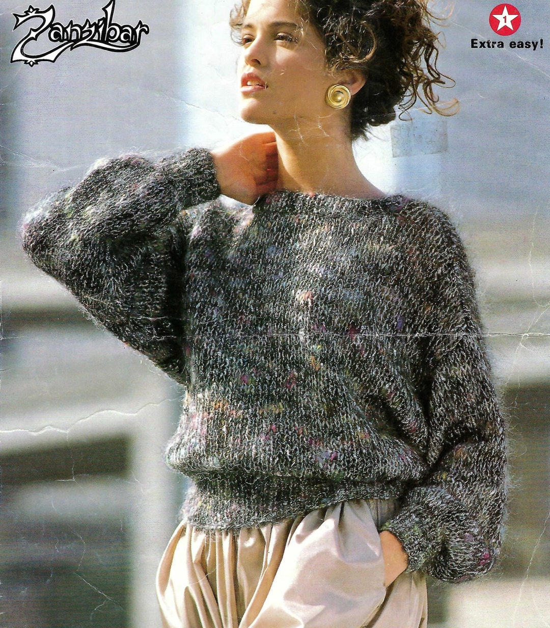 Easy PDF Knitting Pattern Ladies Loose Fit 80s Style Sweater Jumper ...