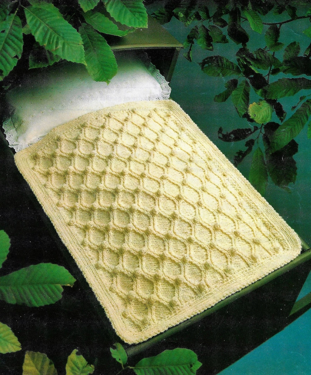 PDF Knitting Pattern Baby Pram Moses Basket Cover Crib Cot Blanket ...