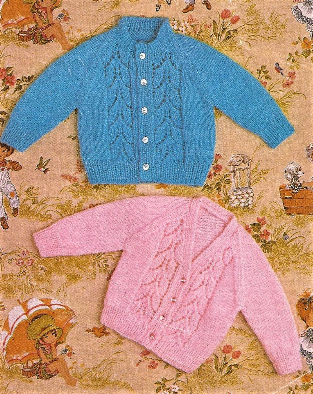 PDF Knitting Pattern Raglan Patt Panel Cardigan With V or Round Neck ...