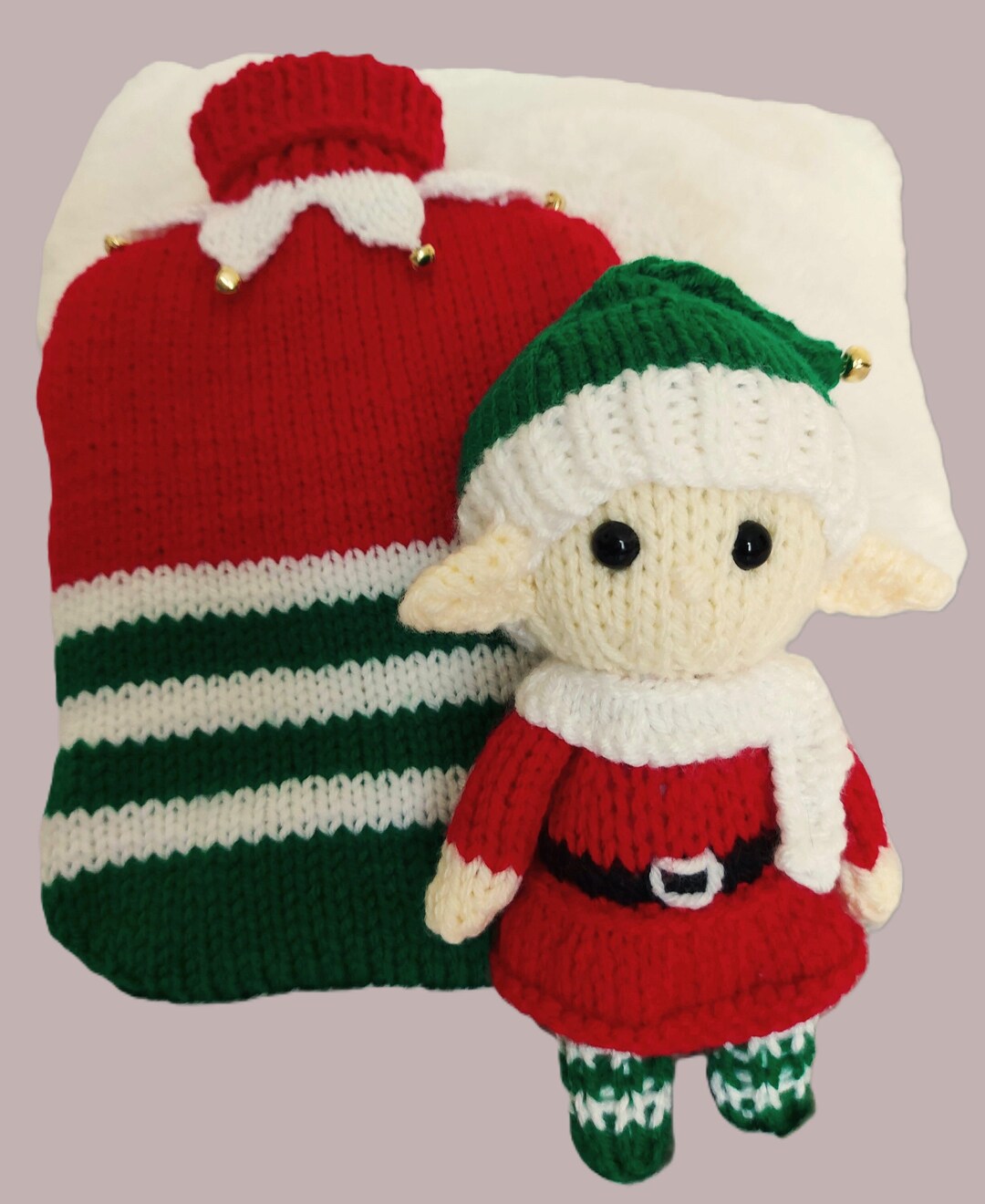 Cute Elf Toy & Hot Water Bottle Cover PDF Knitting Pattern Chunky Bulky ...