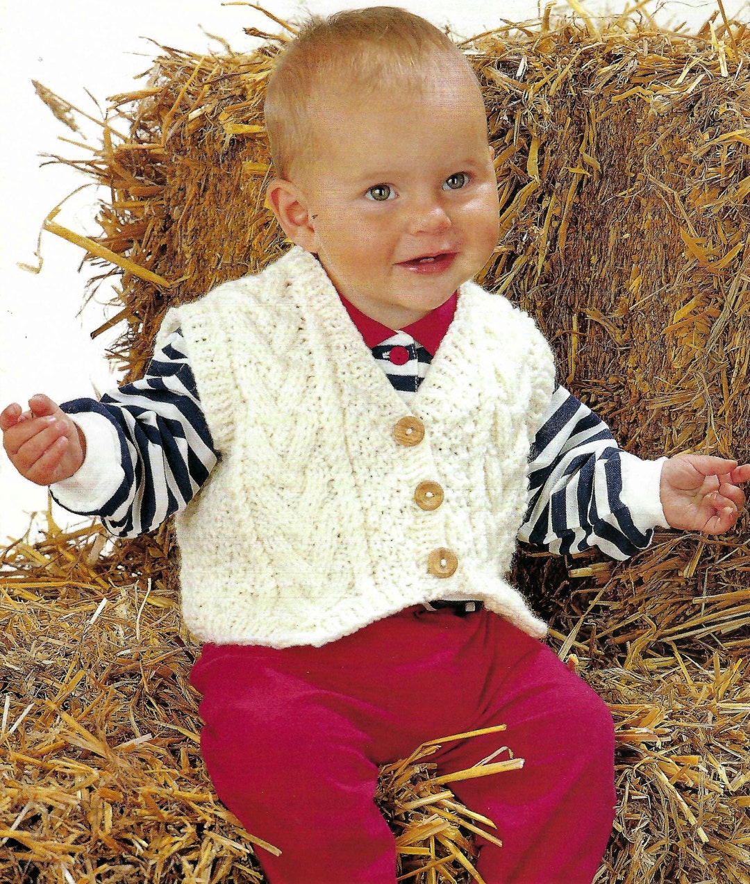 Baby Boys Cable Waistcoat V Neck Slipover Sleeveless Cardigan PDF ...
