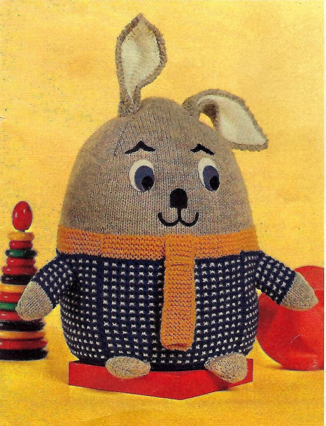 Humpty Dumpty Bunny Toy PDF Knitting Pattern Approx 60cm ( 34in ) DK ...