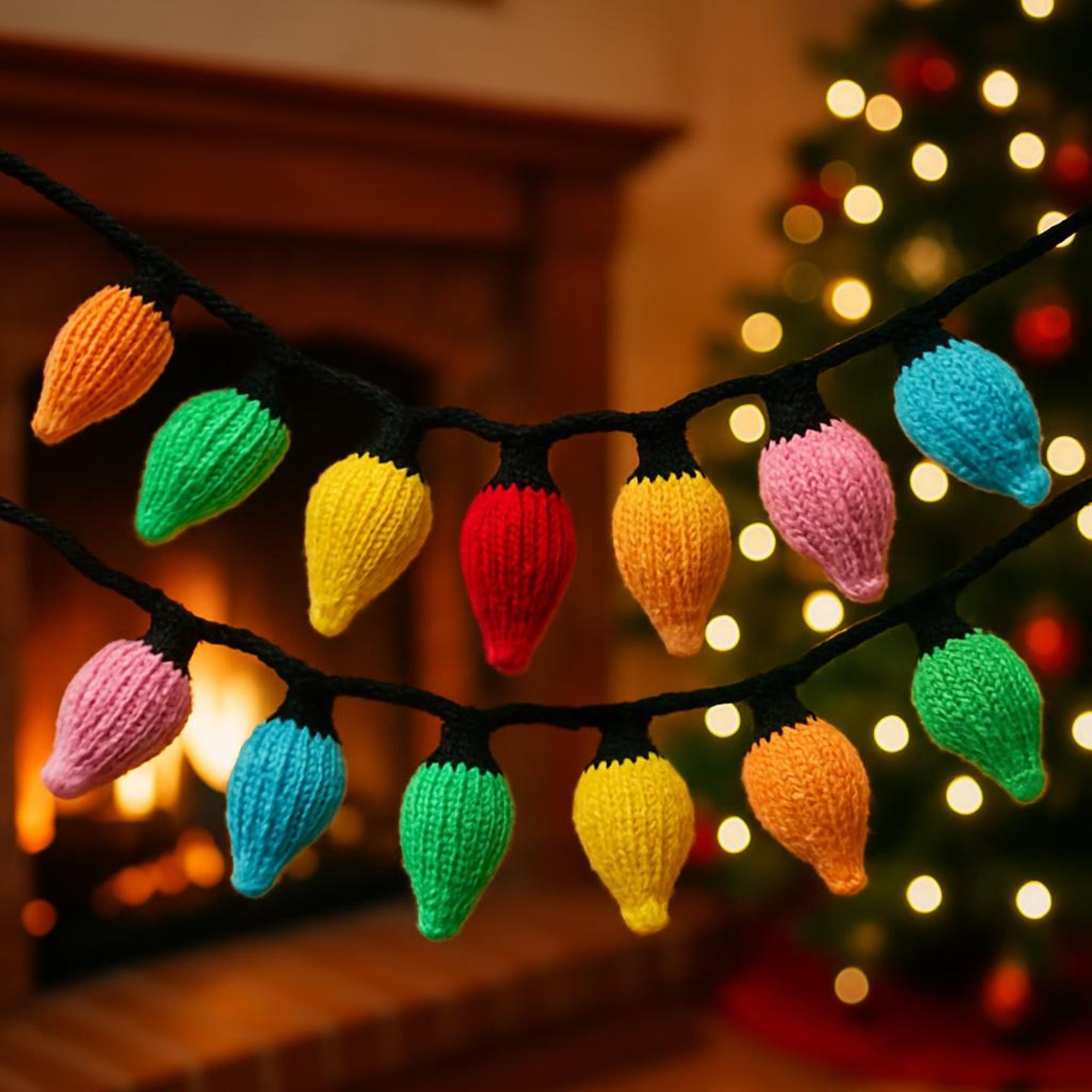 Knitting Pattern PDF Festive Lights Christmas Tree Garland Easy Knit ...