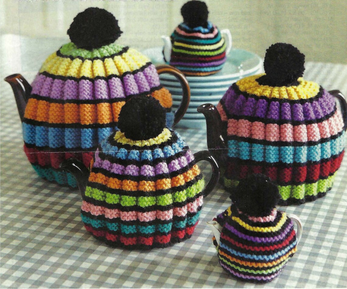 Multi Colour Tea Cosy Striped Design 5 Sizes Tea Pot Ht 7.5 - Etsy UK